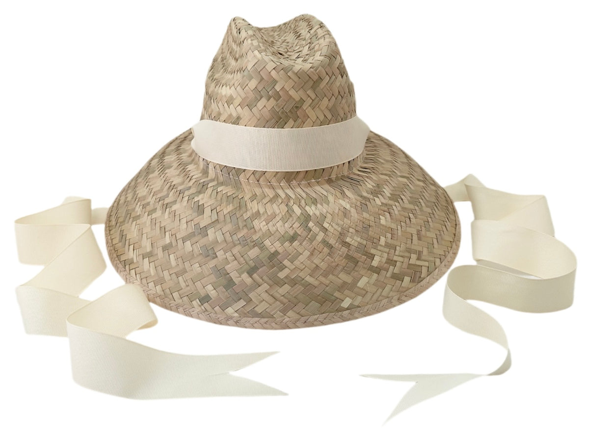 Begonia Sun Hat - Long Ivory Grosgrain Ribbon – Sarah Bray Bermuda