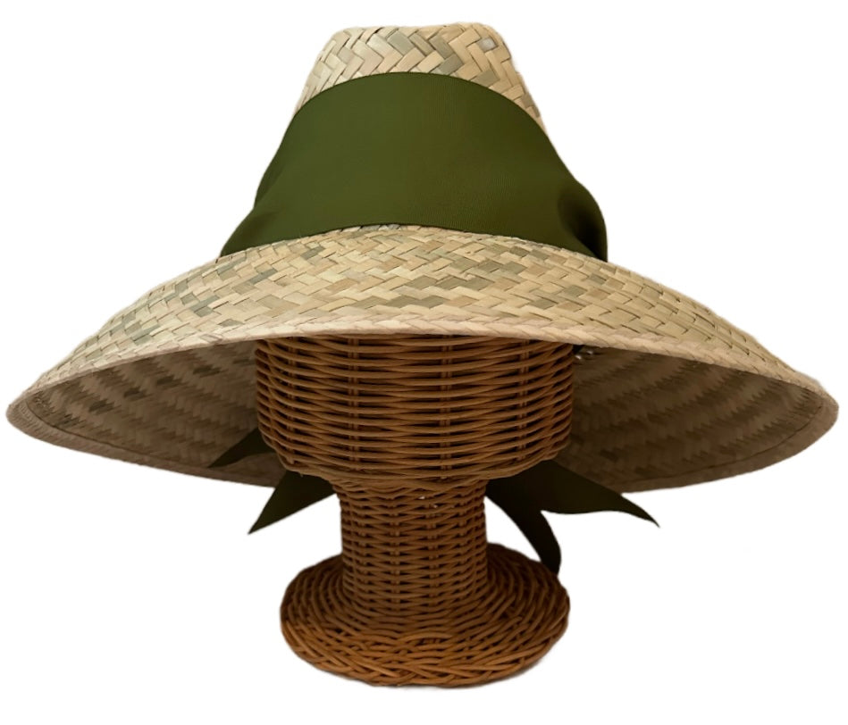 Begonia Sun Hat - Olive Green Wide & Short Grosgrain Ribbon – Sarah ...